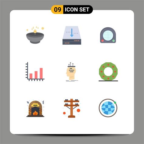 Set Of 9 Commercial Flat Colors Pack For Algorithm Chart Down Business Home Editable Vector