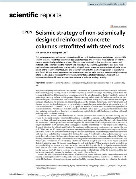 Pdf Seismic Strategy Of Non Seismically Designed Reinforced Concrete Columns Retrofitted With