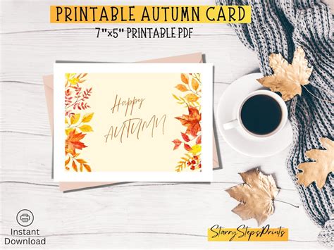 Printable Fall Card Happy Fall Card Fall Card Printable T Autumn