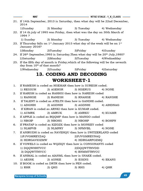 coding decoding pdf