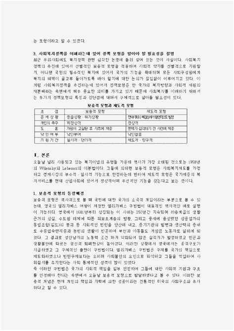 사회복지정책 이념 모형을 대표적으로 제시하면 보충적 모형과 제도적 모형을 들 수 있다 이 두 모형이 등장하게 된 배경을 설명하고 우리나라 사회복지정책을 가지고 이 두 모형의