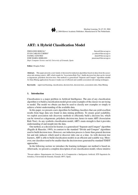 Pdf Art A Hybrid Classification Model