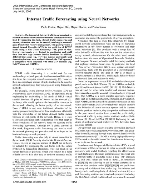 Pdf Internet Traffic Forecasting Using Neural Networks
