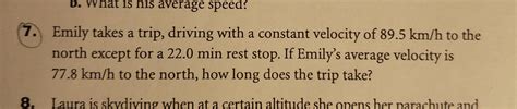 AP Physics I Know What The Average Velocity Of The Entire Trip Is But How Do I Find The