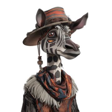 The Character Okapi In A Hat With A Scarf Character Okapi Hat Png