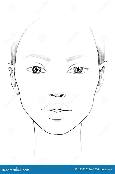 Face Chart Makeup Artist Blank Beautiful Woman Portrait Face Chart