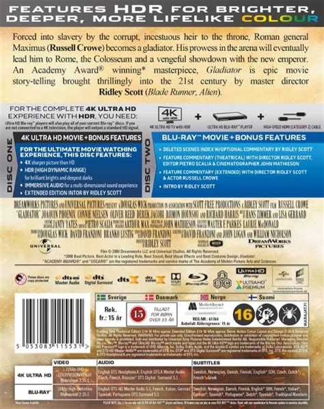 Gladiator 4k Ultra Hd Blu Ray Cdon