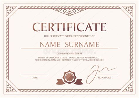 Certificate Filigree Frame Award Document Stock Illustration