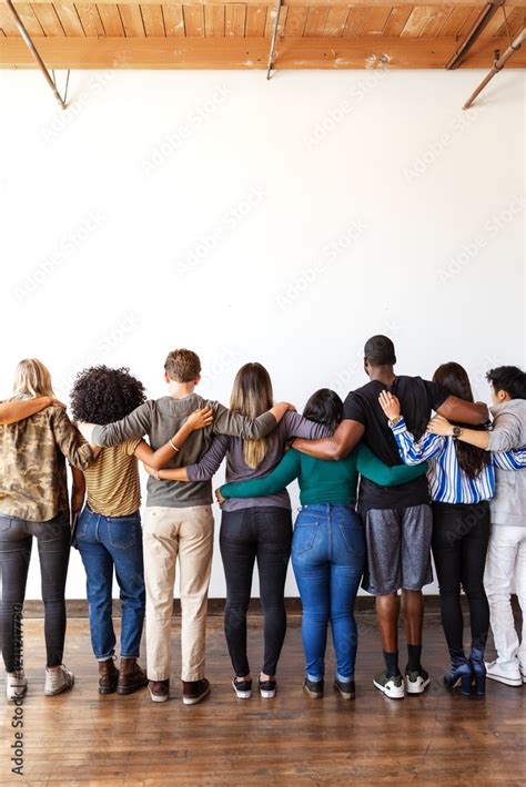 Photography Poster A Diverse Group Of People Standing Together Arms