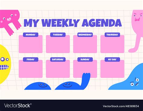 Personal Timetable Template For School Royalty Free Vector