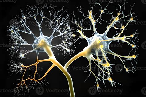 Closeup View Of Human Neurons In Brain And Neuron Connections In 3d