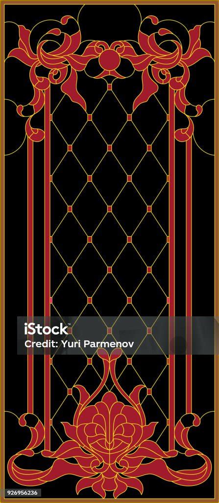 사각형 프레임 추상 꽃 꽃 봉 오리와 잎 아르누보 스타일에서의 스테인드 글라스 패널 창 또는 문 장식 디자인 0명에 대한 스톡 벡터 아트 및 기타 이미지 Istock