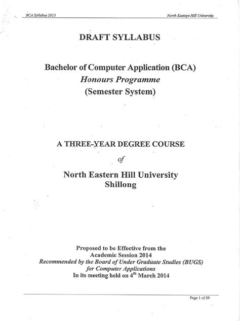Bca Syllabus Nehu Pdf