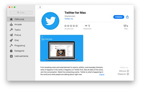 Twitter Dla Komputerów Mac Można Pobrać Z Mac App Store Mobirank Pl