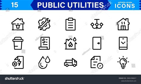 Public Utilities Icon Pack Modern Scalable Stock Vector Royalty Free