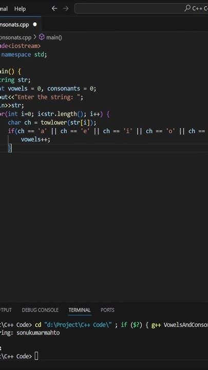 Count Vowel And Consonants In C 🚀 Codingshorts Cplusplus Coding Youtube