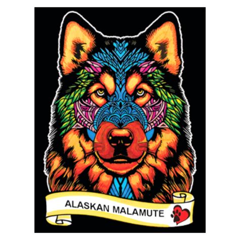 Quadro Small Con Disegno In Velluto Da Colorare Alaskan Malamute 21x297cm