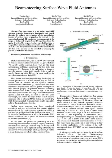 Pdf Reconfigurable Surface Wave Fluid Antenna For Spatial Mimo Applications