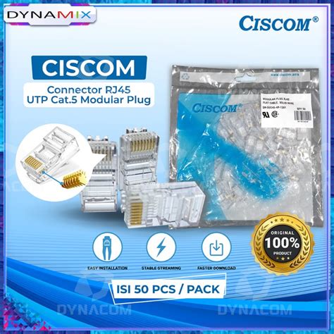 Jual Ciscom RJ45 Connector UTP Cat 5 Modular Plug Kota Surabaya Dynamix IT Tokopedia