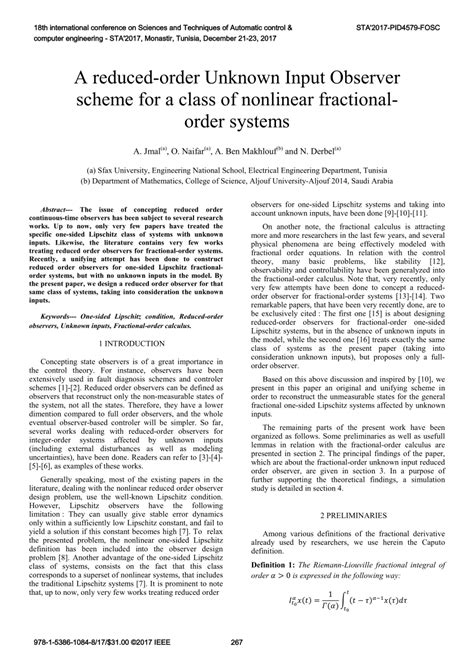 Pdf A Reduced Order Unknown Input Observer Scheme For A Class Of