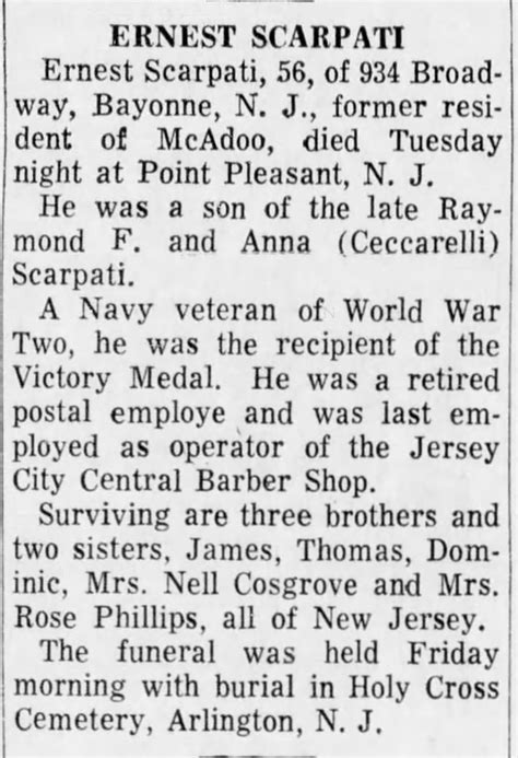 Obituary For Ernest Scarpati Aged 56 ™