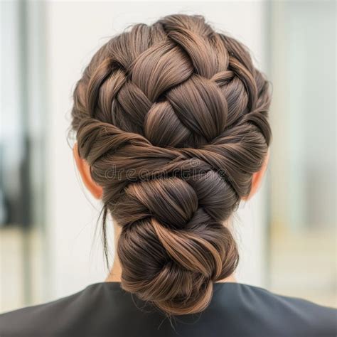 Intricate Braided Updo Hairstyle Stock Illustration Illustration Of
