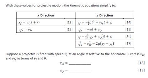 Solved With These Values For Projectile Motion The