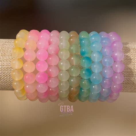 10mm Glass Beads Bracelets Multi Color Polished Round Beads Bracelets