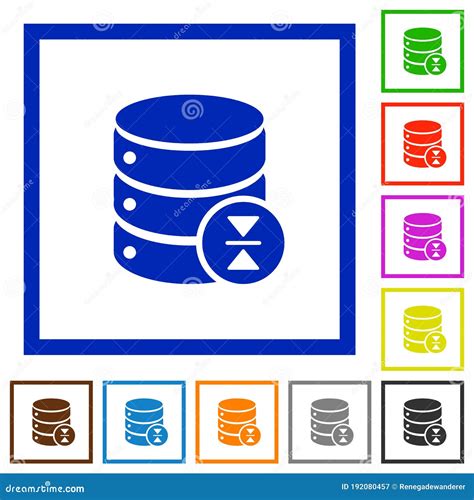 Select Database Table Row Flat Framed Icons Stock Vector Illustration
