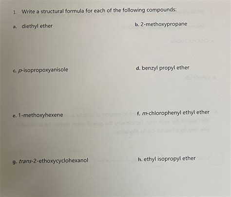 Solved Write A Structural Formula For Each Of The Following