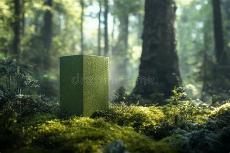 Sustainable Mycelium Packaging Displayed In A Vibrant Forest With Trees