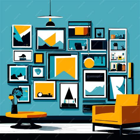 Premium Vector Interior Design With Photo Frames And White Couch