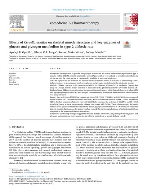 Pdf Effects Of Centella Asiatica On Skeletal Muscle Structure And Key