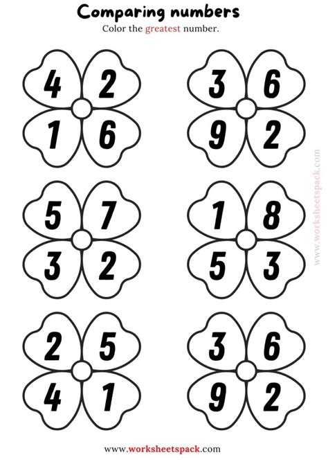 Comparing Numbers Choose The Correct Symbol Worksheetspack