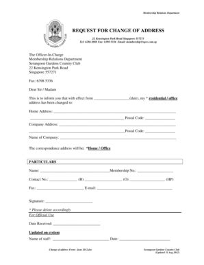 Fillable Online Change Of Address Form June 2012 Doc Image Fax Email Print PdfFiller