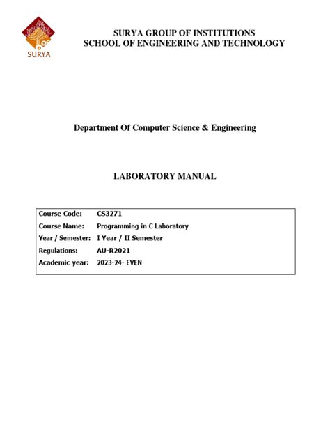 Cs3271 Programming In C Lab Manual Pdf Pointer Computer