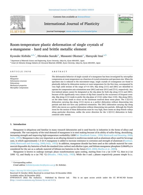 Pdf Room Temperature Plastic Deformation Of Single Crystals Of α