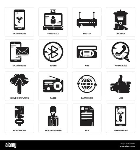 Set Of 16 Simple Editable Icons Such As Smartphone File News Reporter