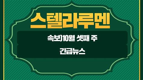 스텔라루멘 속보 10월 셋째 주 긴급뉴스 Youtube