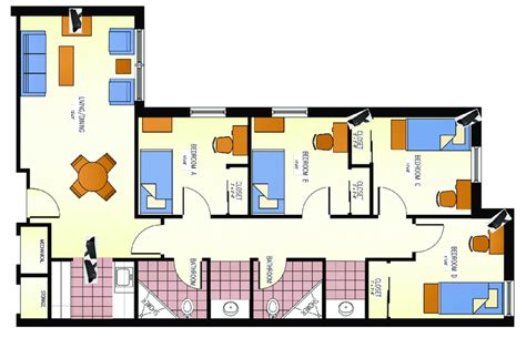 floorplan of the apartment and placement of the six cameras in the