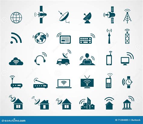 Antenna And Wireless Technology Icons Stock Vector Illustration Of