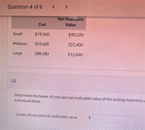 solved determine the lower of cost and net realizable value
