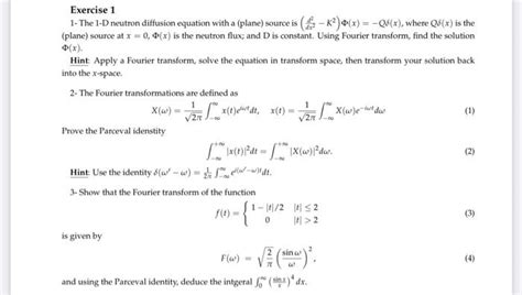 Solved Exercise 1 1 The 1 D Neutron Diffusion Equation With