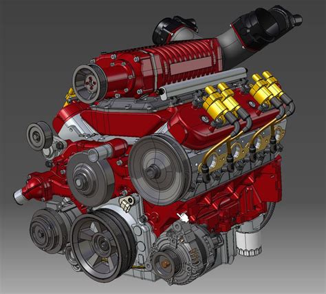 LS Xx Engine Motor Build V D CAD Model Library GrabCAD