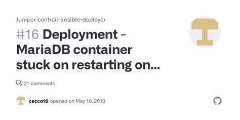 Deployment Mariadb Container Stuck On Restarting On The Controller