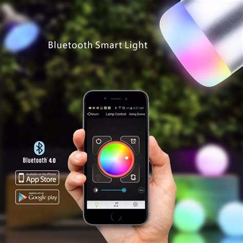 Intelligent 6W RGB LED Bulb Bluetooth Smart Lighting Lamp Colorful Lights Bulb With Remote