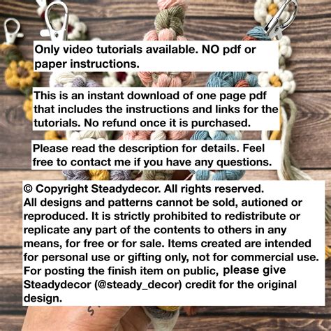 DIY Pattern Wristlet Keychain Macrame Flower Video Tutorial Etsy