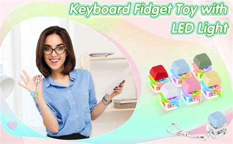 Keyboard Fidget Toy For Adults Keyboard Clicker With Led Light Keychain Fidget