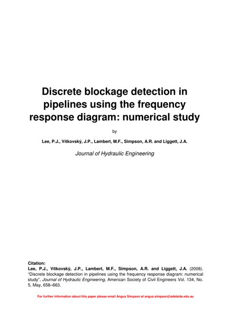 Pdf Discrete Blockage Detection In Pipelines Using The Frequency