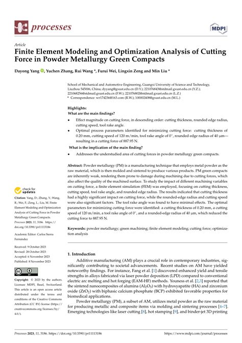pdf finite element modeling and optimization analysis of cutting